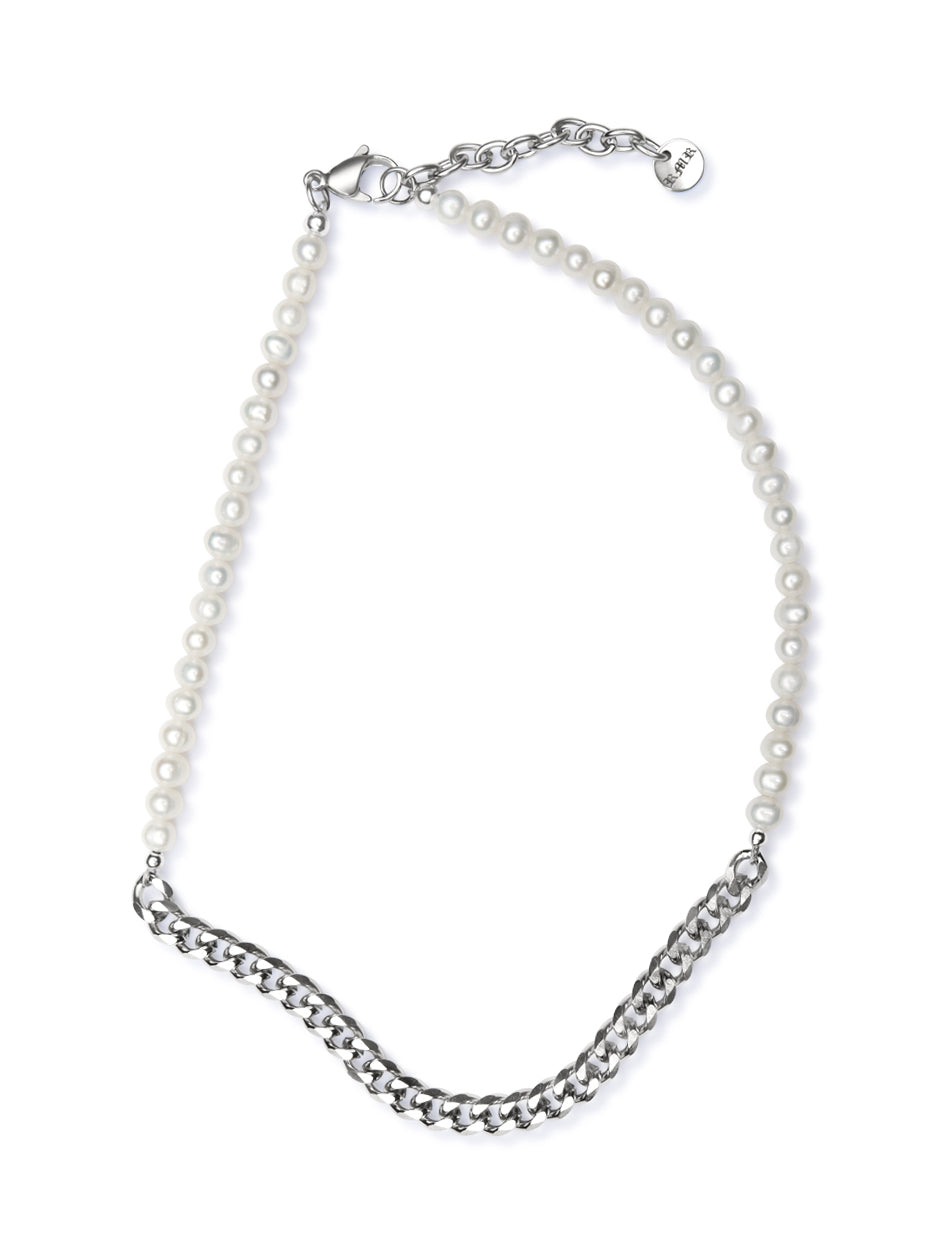 Silver pearl choker store